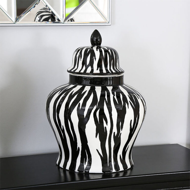 Black And White Pattern Ginger Jar Vase 40cm | Picture Perfect Home