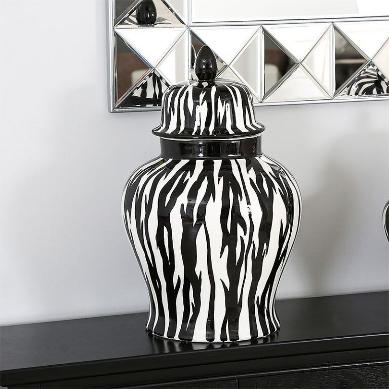 Black And White Pattern Ginger Jar Vase 30cm | Picture Perfect Home