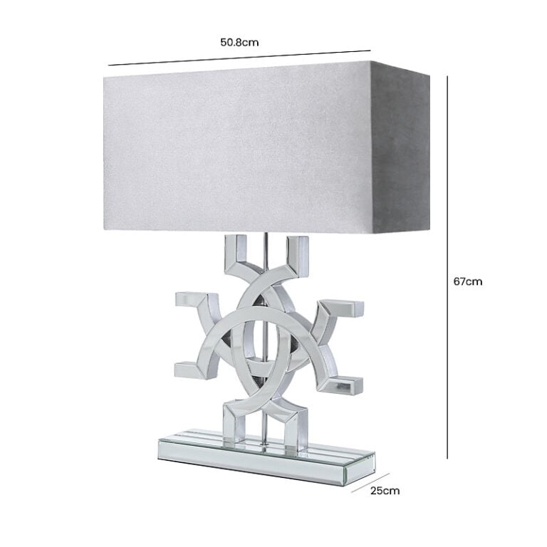 Fifi Silver Mirrored Table Lamp With A Grey Velvet Shade | Picture ...