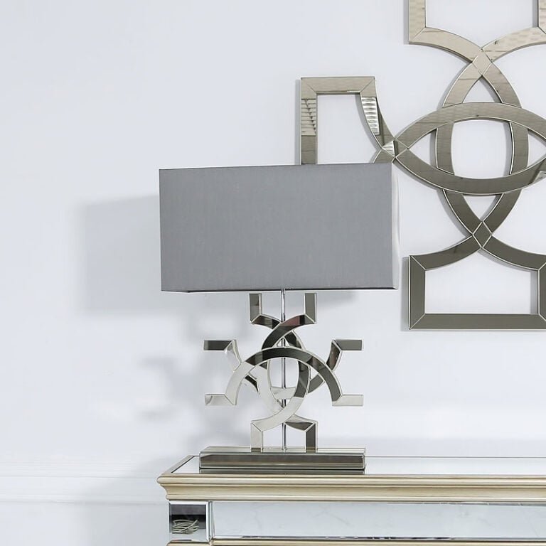 Fifi Silver Mirrored Table Lamp With A Grey Velvet Shade | Picture ...