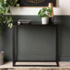 Hermione Black Wood And Black Metal Console Table Hallway Table ...