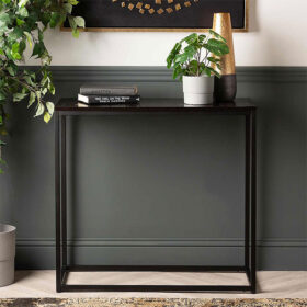 Hermione Black Wood And Black Metal Console Table Hallway Table ...