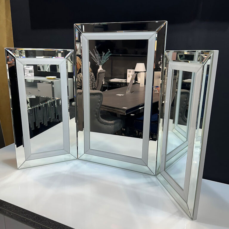 White Mirrored Bedroom Set Of 7 Drawer Dressing Table Stool And Mirror ...