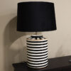 Tall Black And White Striped Humbug Ceramic Table Lamp With Black Shade ...