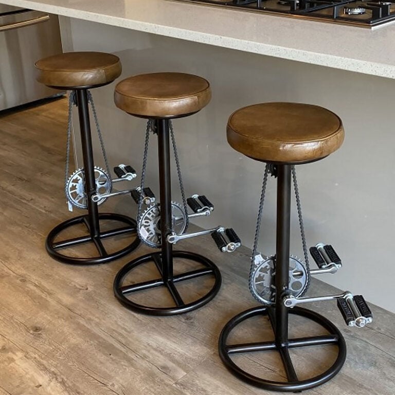 Industrial Retro Vintage Brown Leather Bicycle Pedals Bar Stool ...
