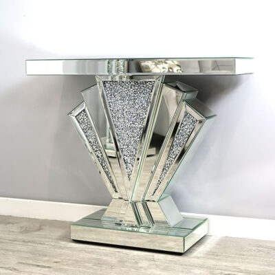 Art Deco Style Mirrored Diamond Crush Fan Shape Console Table | Picture ...