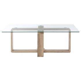 Beaumont Rectangular Wood Coffee Table With Clear Glass Top | Picture ...