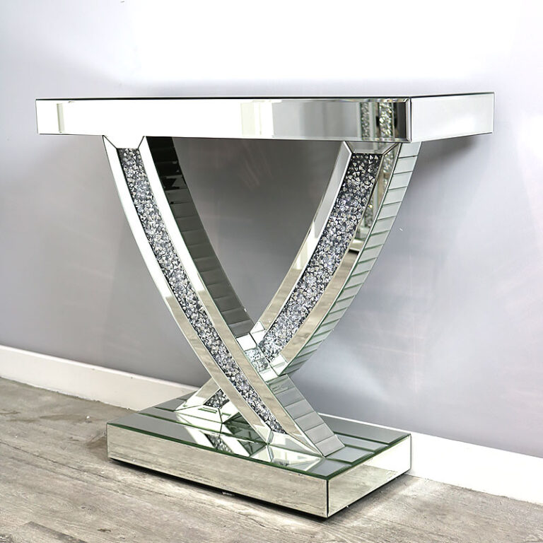 Diamond Crush Mirrored X Shape Glitter Console Table | Picture Perfect Home
