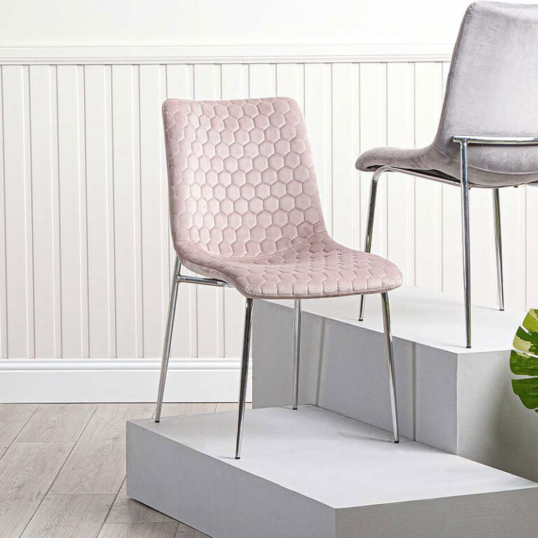 Set Of 2 Harlow Grey Velvet Dining Chairs With Chrome Legs | Picture ...