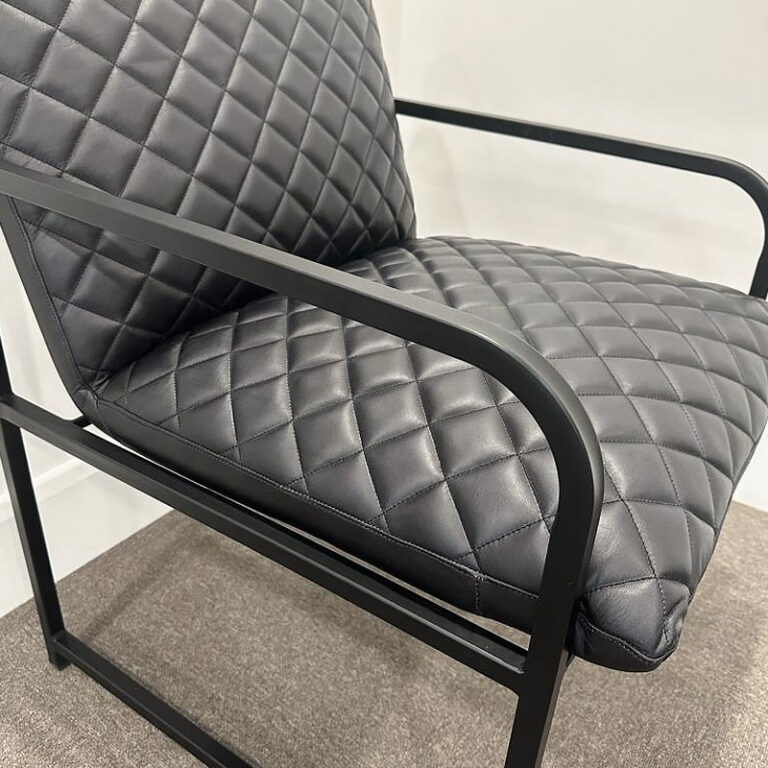 Industrial Black Leather Quilted Chair | Picture Perfect Home