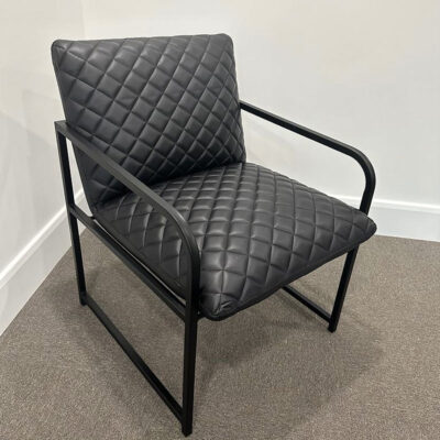 Industrial Black Leather Quilted Chair | Picture Perfect Home