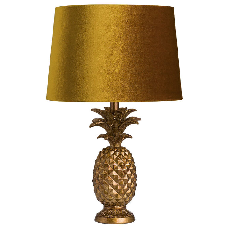Quirky Gold Pineapple Table Lamp With Mustard Velvet Shade | Picture ...