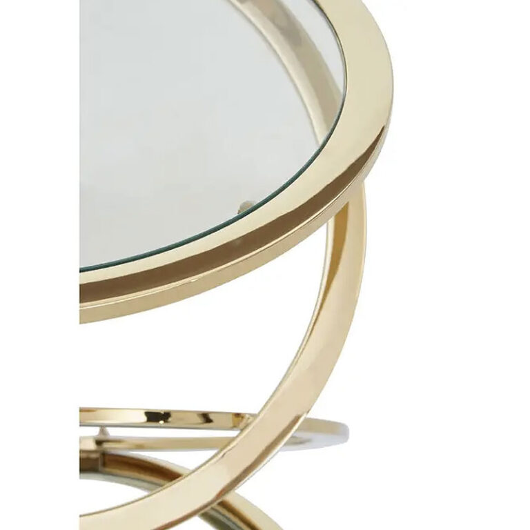 Soft Gold Metal And Glass Suspended Ring Side Table | Picture Perfect Home