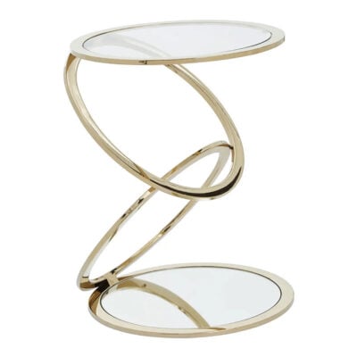 Soft Gold Metal And Glass Suspended Ring Side Table | Picture Perfect Home