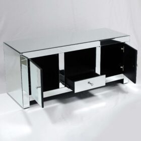 Classic Mirror Silver Mirrored Glass TV Stand Media Unit 120cm ...