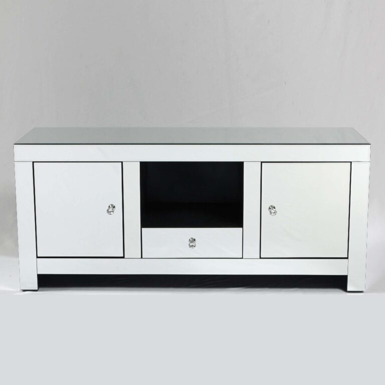 Classic Mirror Silver Mirrored Glass TV Stand Media Unit 120cm ...