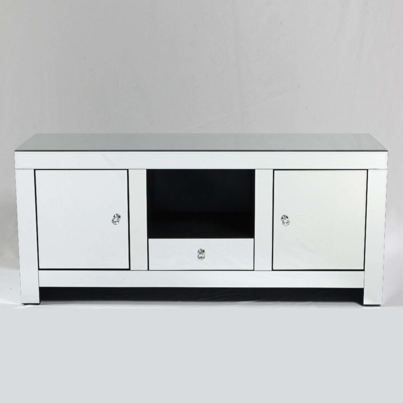 Classic Mirror Silver Mirrored Glass TV Stand Media Unit 120cm ...
