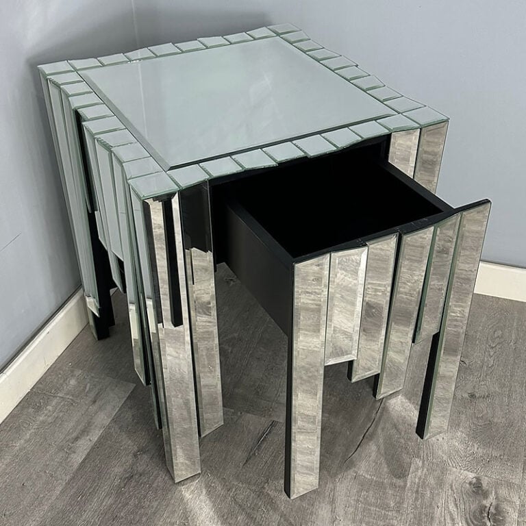 Classic Mirror 1 Drawer Piano Mirrored Side Table | Picture Perfect Home