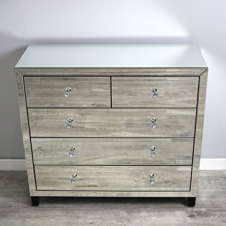 Classic Mirror 5 Drawer Mirrored Glass Chest Of Drawers | Picture ...