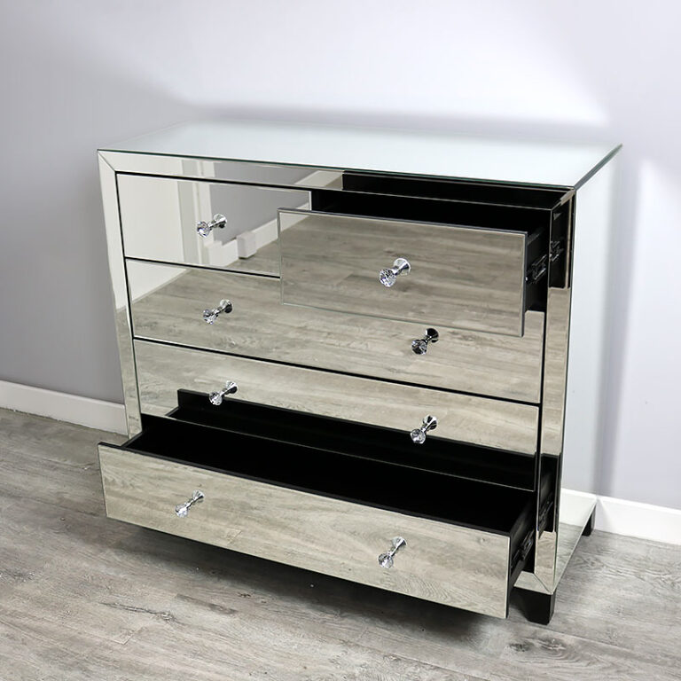 Classic Mirror 5 Drawer Mirrored Glass Chest Of Drawers | Picture ...