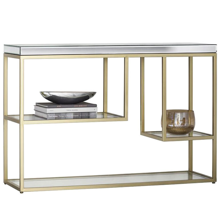 Knightsbridge Mirrored Glass And Gold Metal Hallway Console Table ...