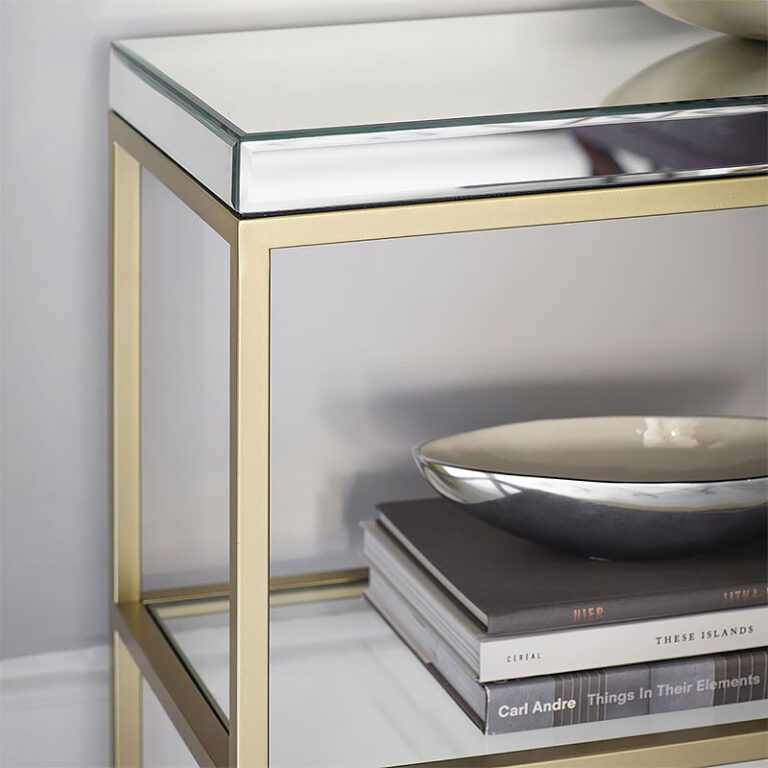 Knightsbridge Mirrored Glass And Gold Metal Hallway Console Table ...