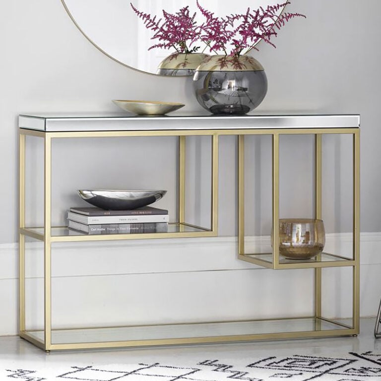 Knightsbridge Mirrored Glass And Gold Metal Hallway Console Table ...