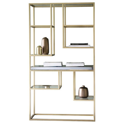 Knightsbridge Mirrored Glass And Gold Metal Shelving Display Unit ...