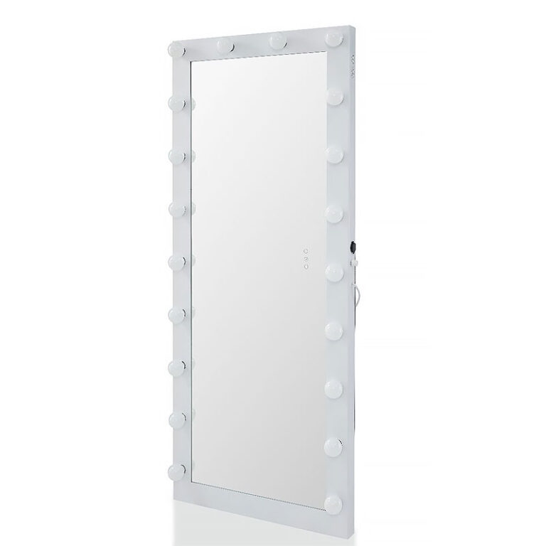 Hollywood White Floor Mirror With 20 Light Bulbs 170cm | Picture ...