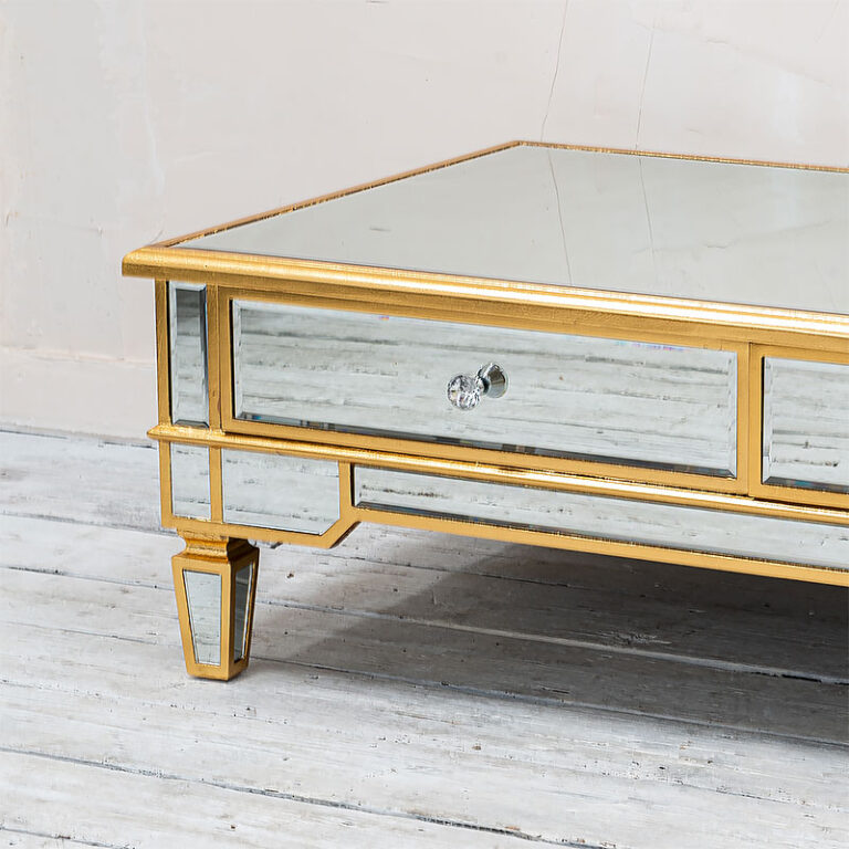 Canterbury 2 Drawer Gold Mirrored Venetian Coffee Table | Picture ...