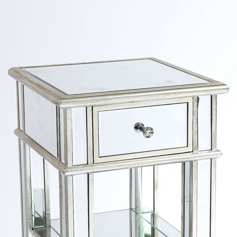 Canterbury Silver Mirrored Glass 1 Drawer Side Table | Picture Perfect Home