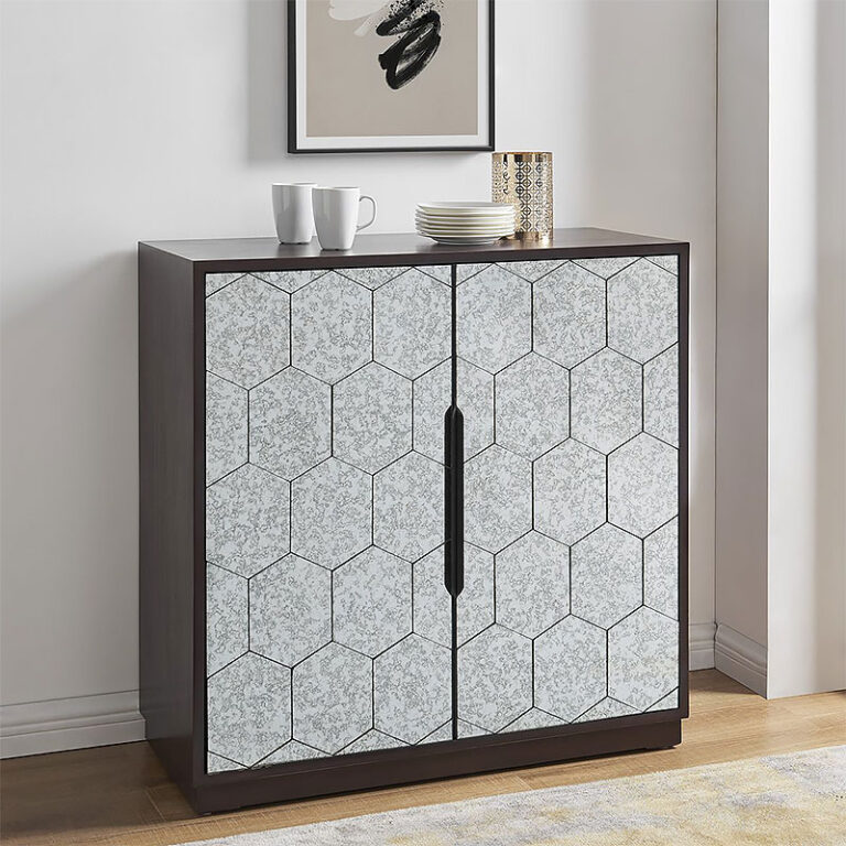 Catalina 4 Door Antiqued Mirrored Glass Sideboard Cabinet | Picture ...