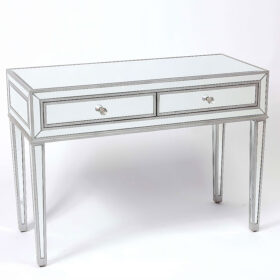 Celine Silver Mirrored Glass 2 Drawer Dressing Table Console Table ...