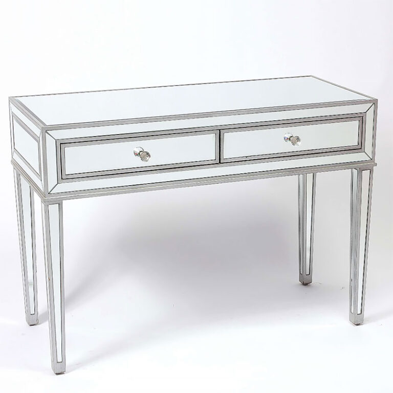 Celine Silver Mirrored Glass 2 Drawer Dressing Table Console Table ...