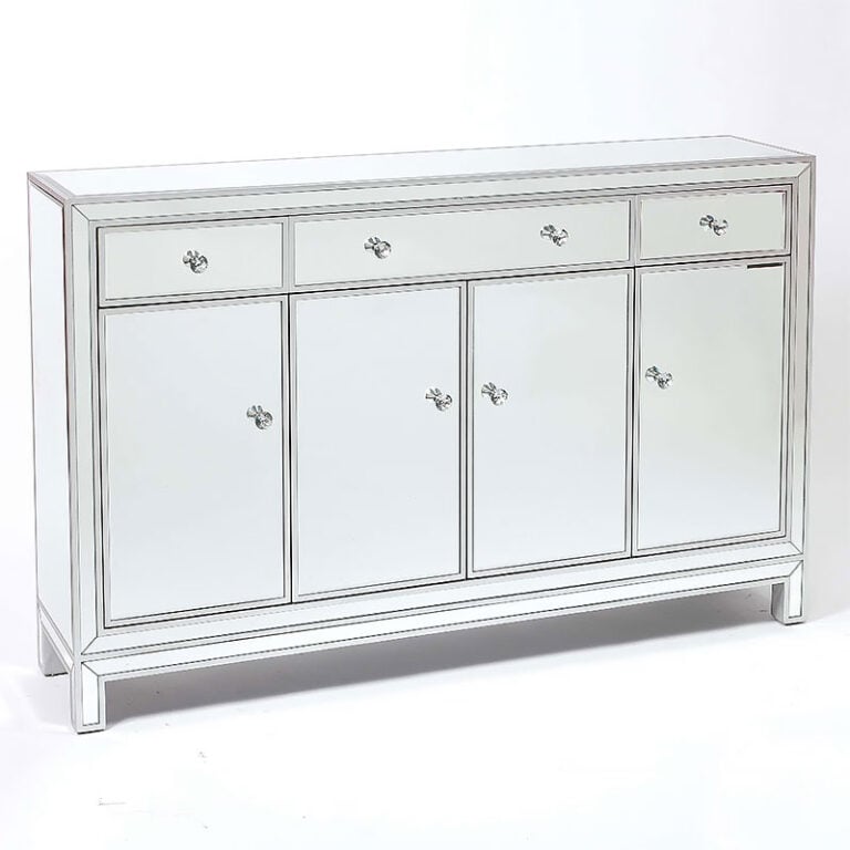 Celine Silver Mirrored Glass 3 Drawer 4 Door Sideboard Cabinet ...