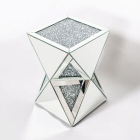 Diamond Crush Prism Mirrored Glass Side Table End Table 60cm | Picture ...
