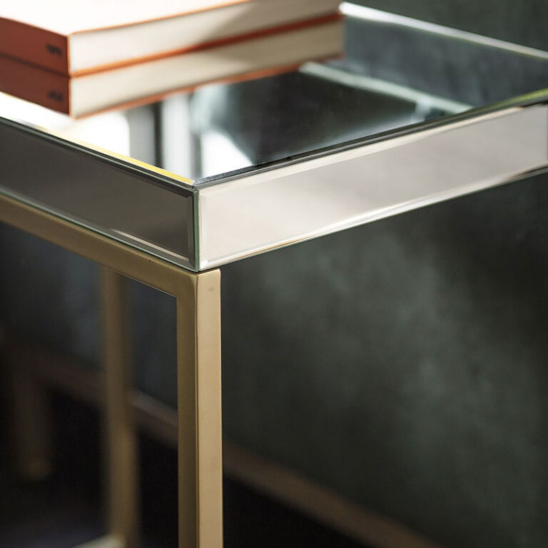 Knightsbridge Mirrored Glass And Gold Metal Side Table | Picture ...