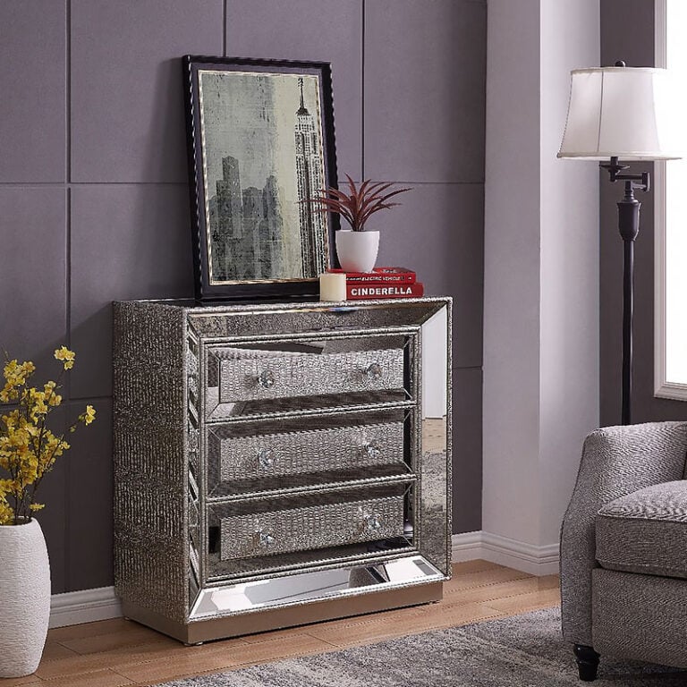 Paris Mirrored 3 Drawer Chest Of Drawers With Mock Croc Faux Leather ...