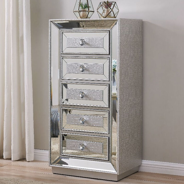 Paris Mirrored Glass Bookcase Display Unit With Mock Croc Faux Leather ...