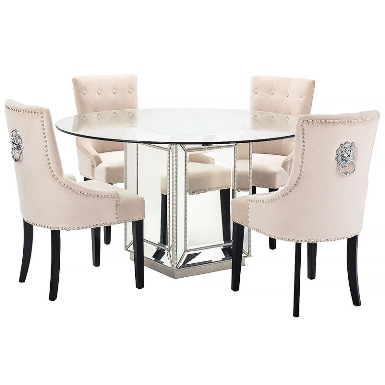 Paris Round Mirrored Glass 4 Seater Dining Table 145cm | Picture ...