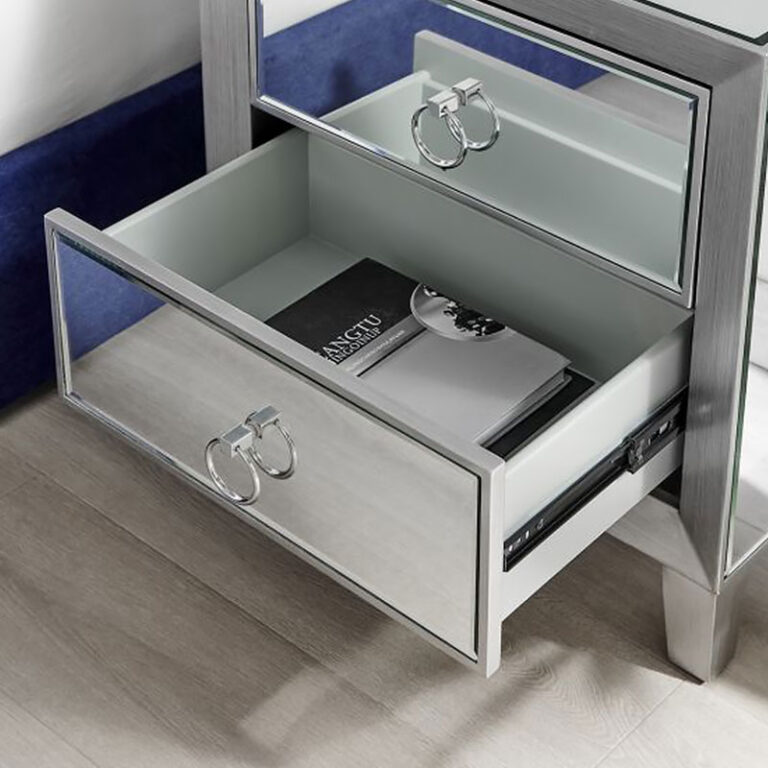 Valencia 2 Drawer Silver Mirrored Glass Bedside Cabinet | Picture ...
