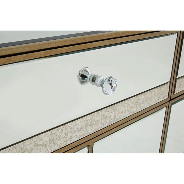 Venice Mirrored Glass Sideboard Cabinet With Antique Gold Trim ...