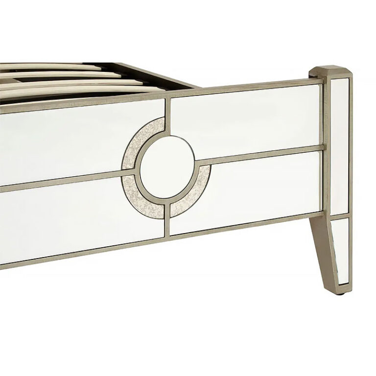 Venice Mirrored Glass Super Kingsize Bed frame With Antique Gold Trim ...