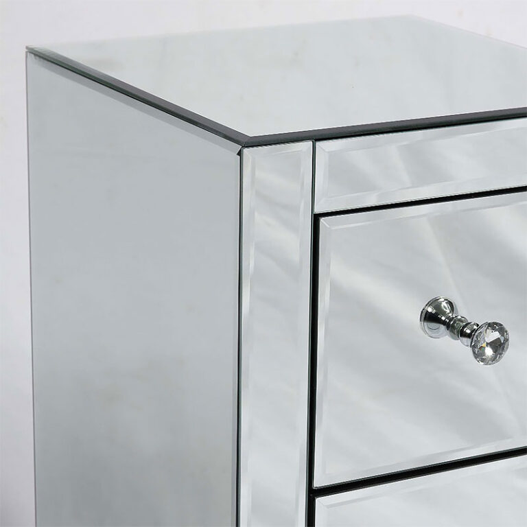 Classic Mirror Mirrored Glass 3 Drawer Bedside Cabinet | Picture ...