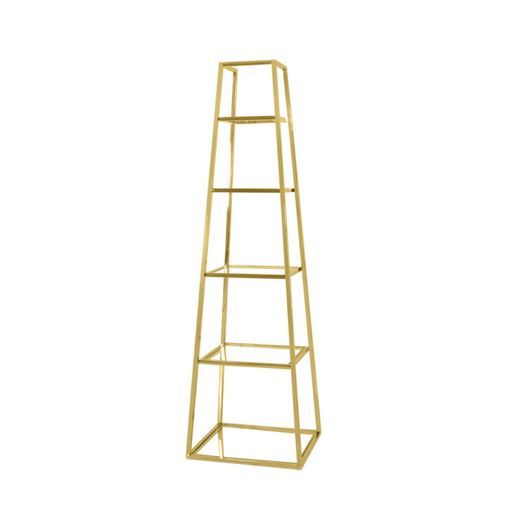 Otis Medium Gold Metal and Glass Ladder Style Shelving Display Unit ...