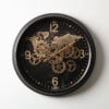 Large World Map Black And Gold Visible Moving Gears Wall Clock 62cm ...