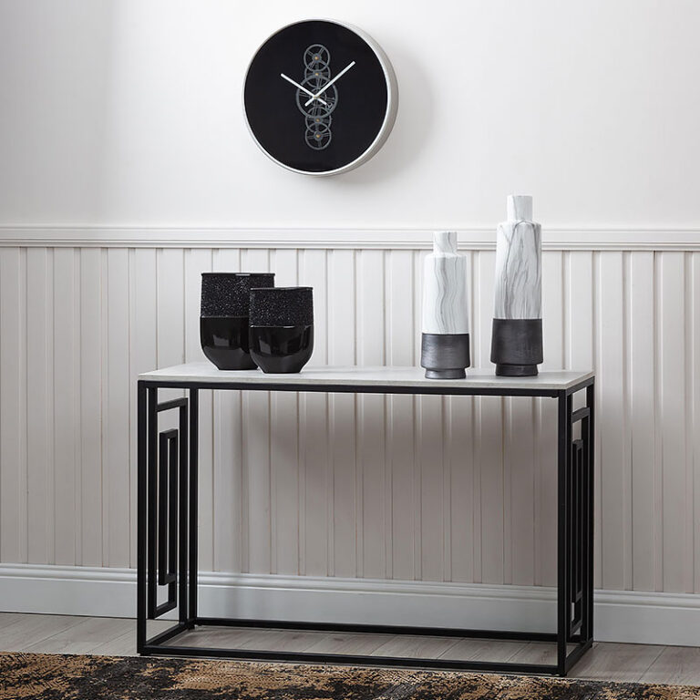 Olympia Black Metal And Grey Faux Concrete Console Table | Picture ...