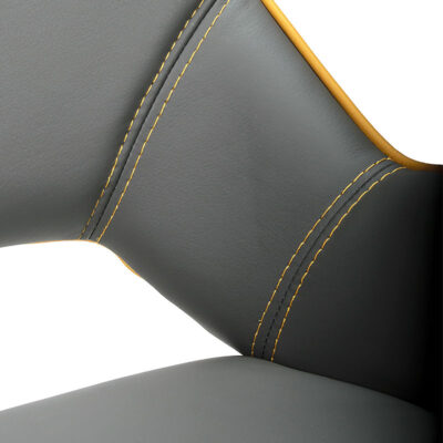 Set Of 2 Brittany Graphite Grey Swivel Faux Leather Dining Chairs ...