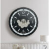 Large 60cm Black Grey Moving Gears Wall Clock | Picture Perfect Home