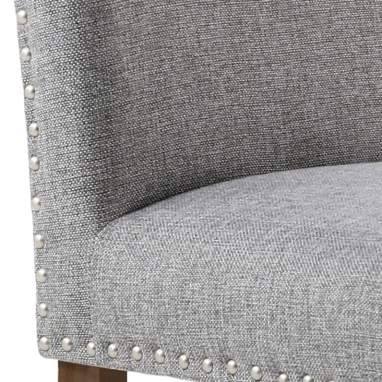 Set Of 2 Paxton Silver Grey High Back Studded Linen Effect Dining ...